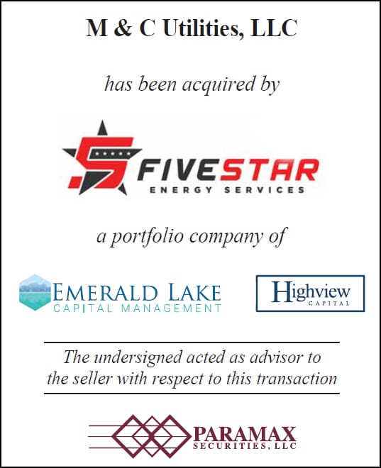 Paramax Advised on the Sale of M&C Utilities to Five Star Energy ...